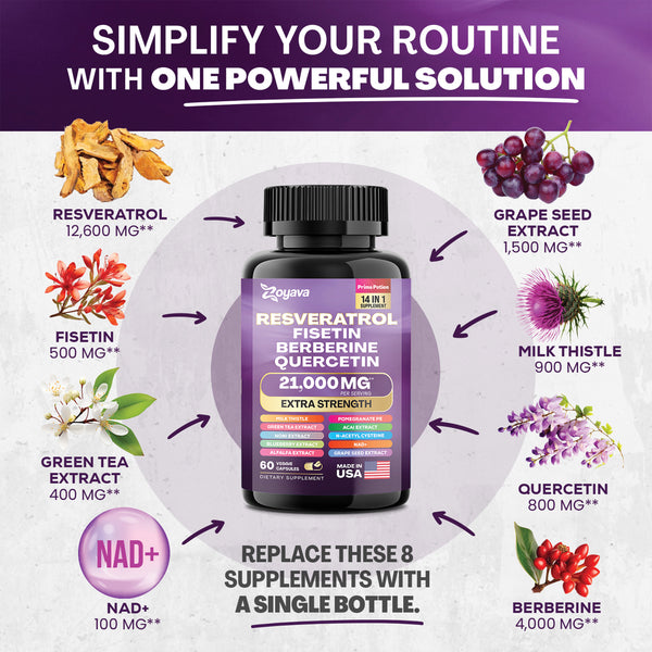 Elevate Your Vitality Trio: Resveratrol 21,000MG, Sea Moss 16-in-1 Mag ...
